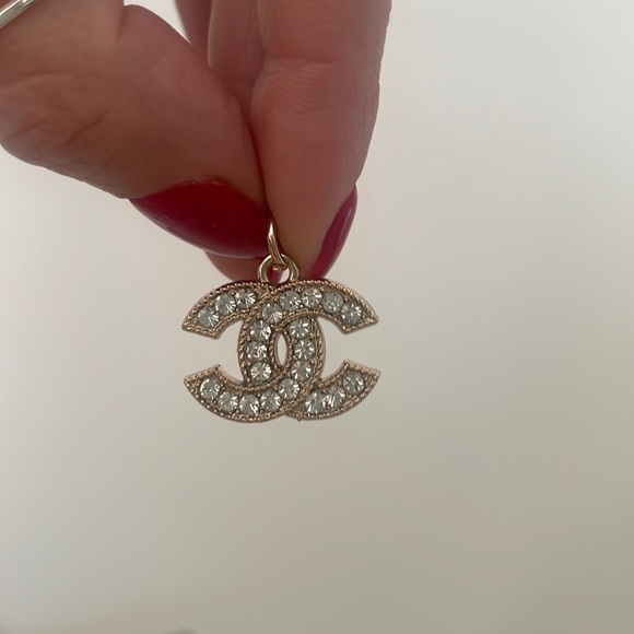 Jewelry | Chanel Button Zipper Pull Rhinestone Charm | Poshmark
